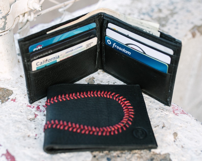 Genuine Black Baseball Glove Leather Bifold Wallet. Great Gift - Etsy