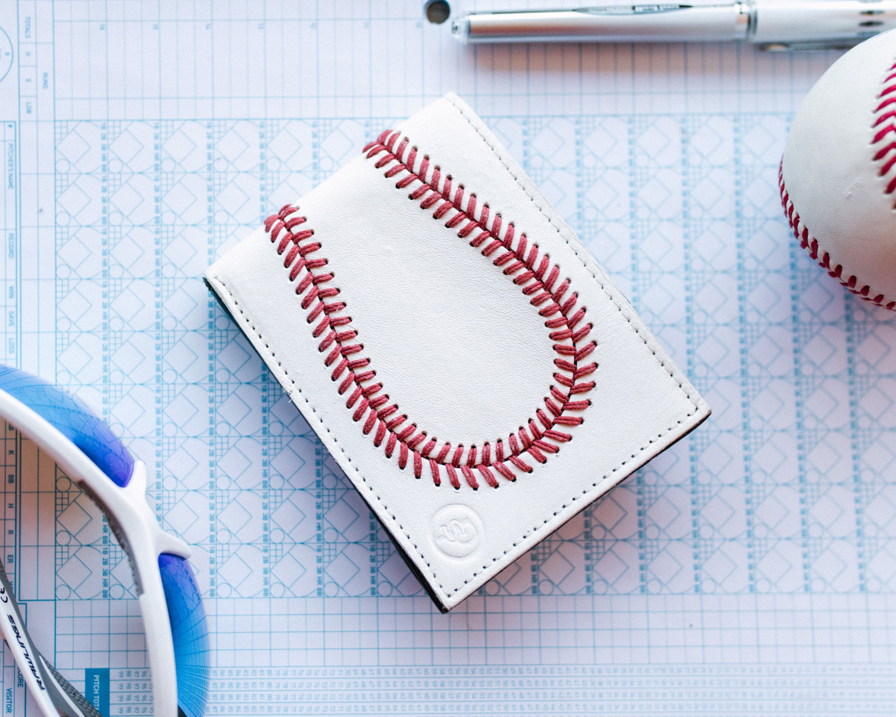 Genuine Baseball Leather Bifold Wallet: Hand-sewn With 108 Red Stitches ...