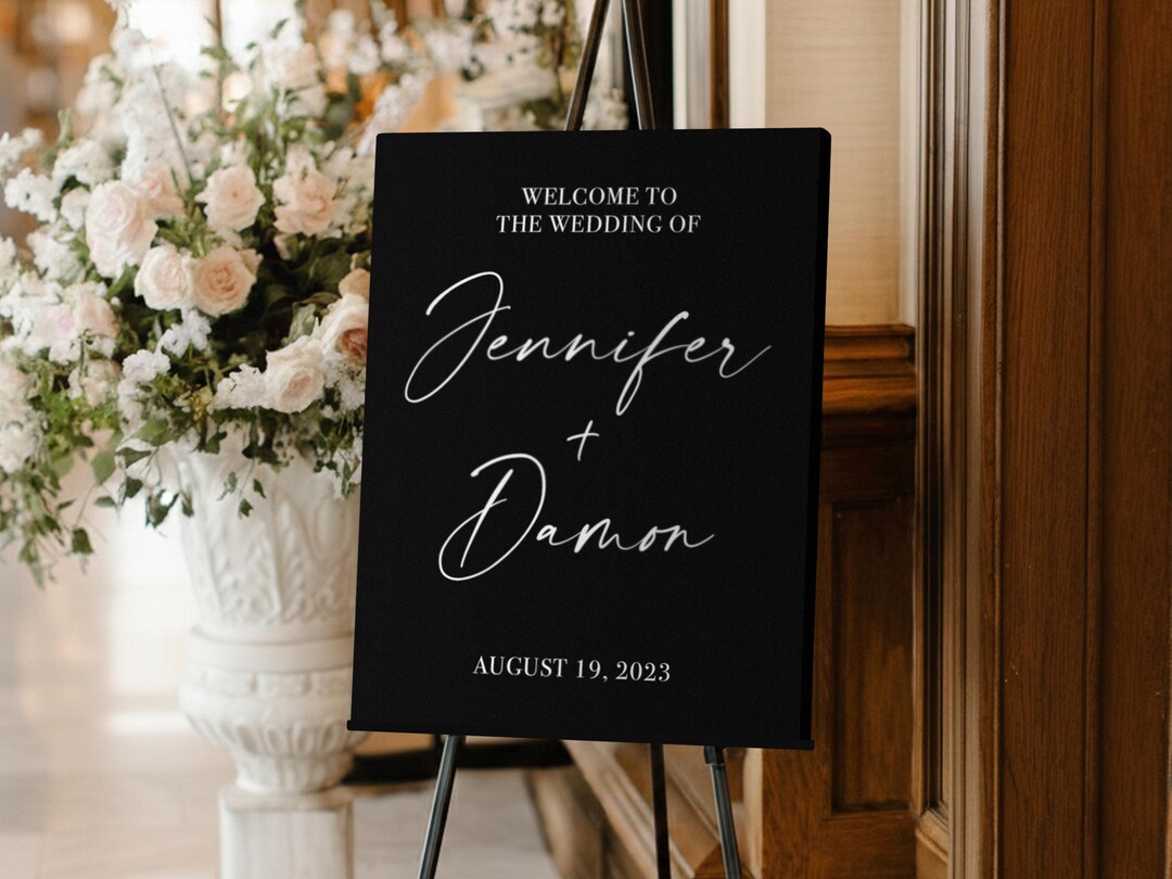 Printed Canvas Welcome Sign, Wed Sign Elegant, Wedding Canvas Sign ...