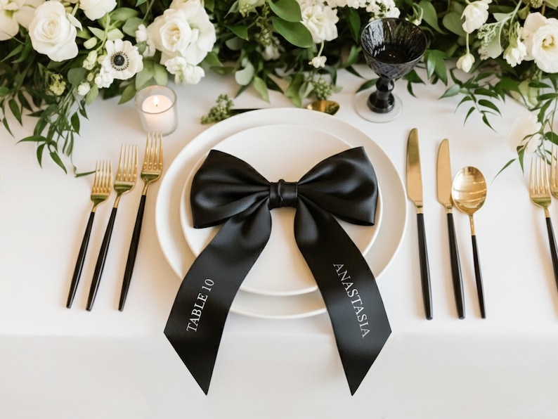 Wed Decor, Personalized Bows With Names, Custom Ribbon, Wedding Seating ...