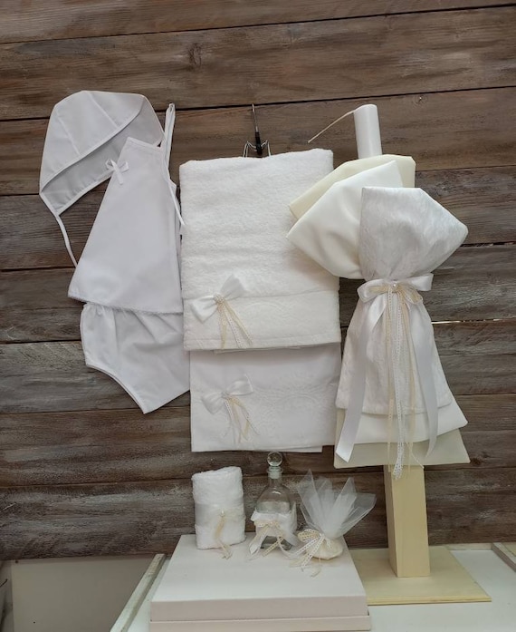 Baptism girl set- elegant refined baptism - ivory & white baptism ...