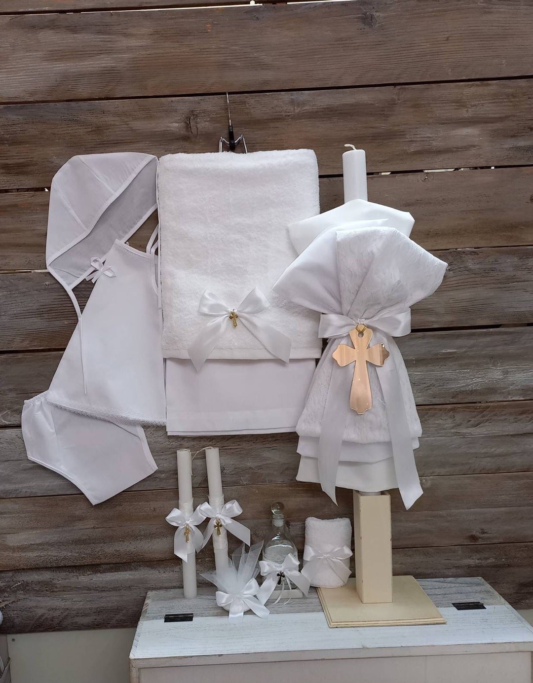 Baptism Set With Cross-elegant Refined Baptism-ivory & White Baptism ...