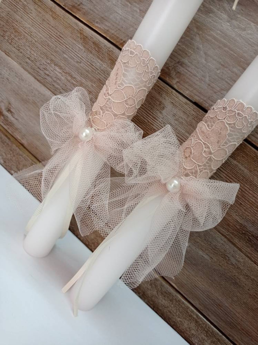 Baptism Candle for Girls-two Candles-orthodox Baptism Candle-greek ...