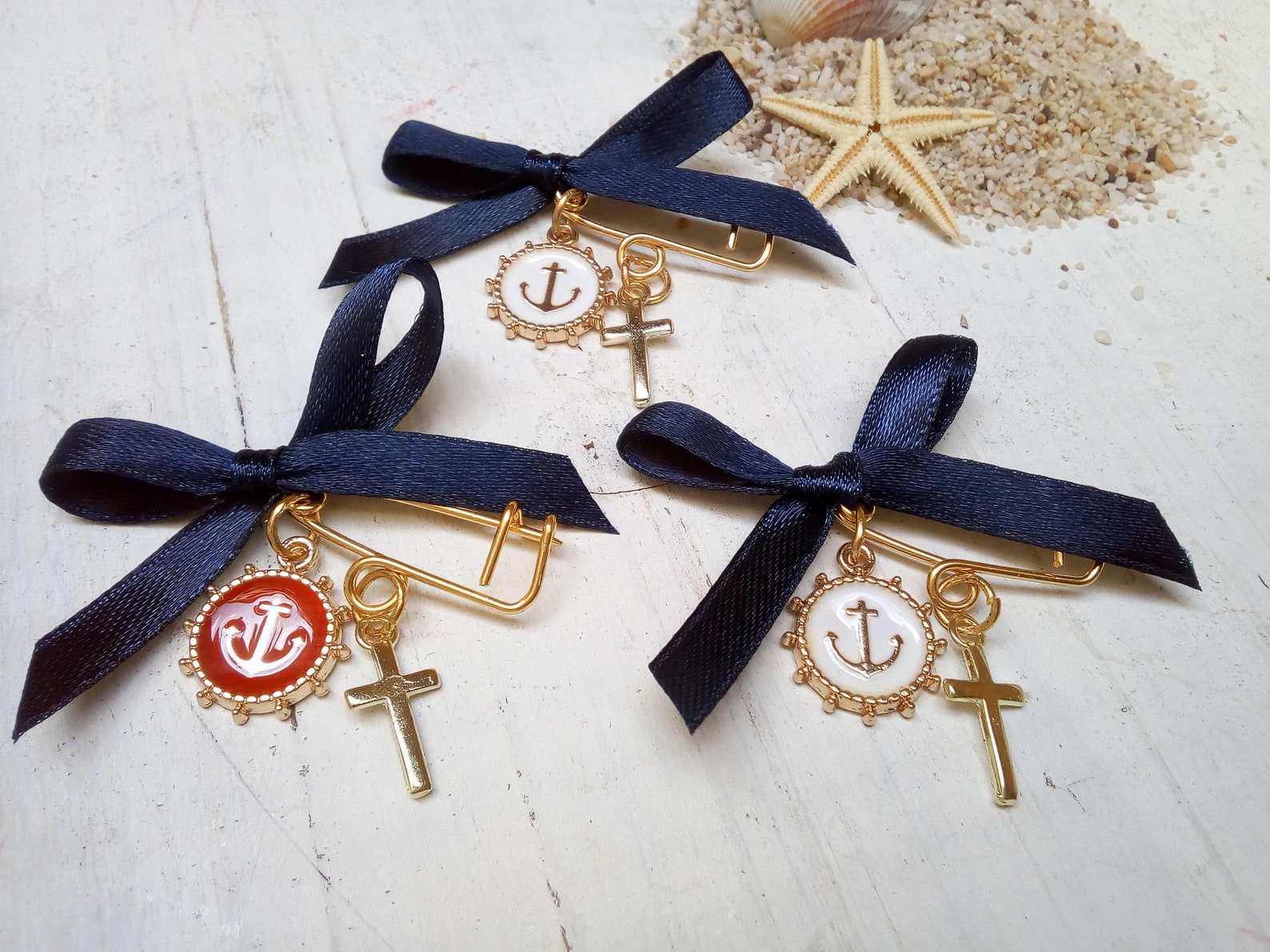 Nautical Safe Pins Martyrika-navy Blue Red & White - Etsy