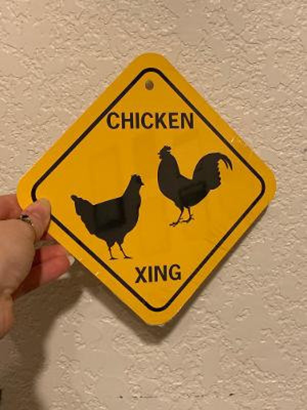 Chicken Xing Funny Sign Hen and Roster 6x6 Inch Aluminum Metal Yard ...