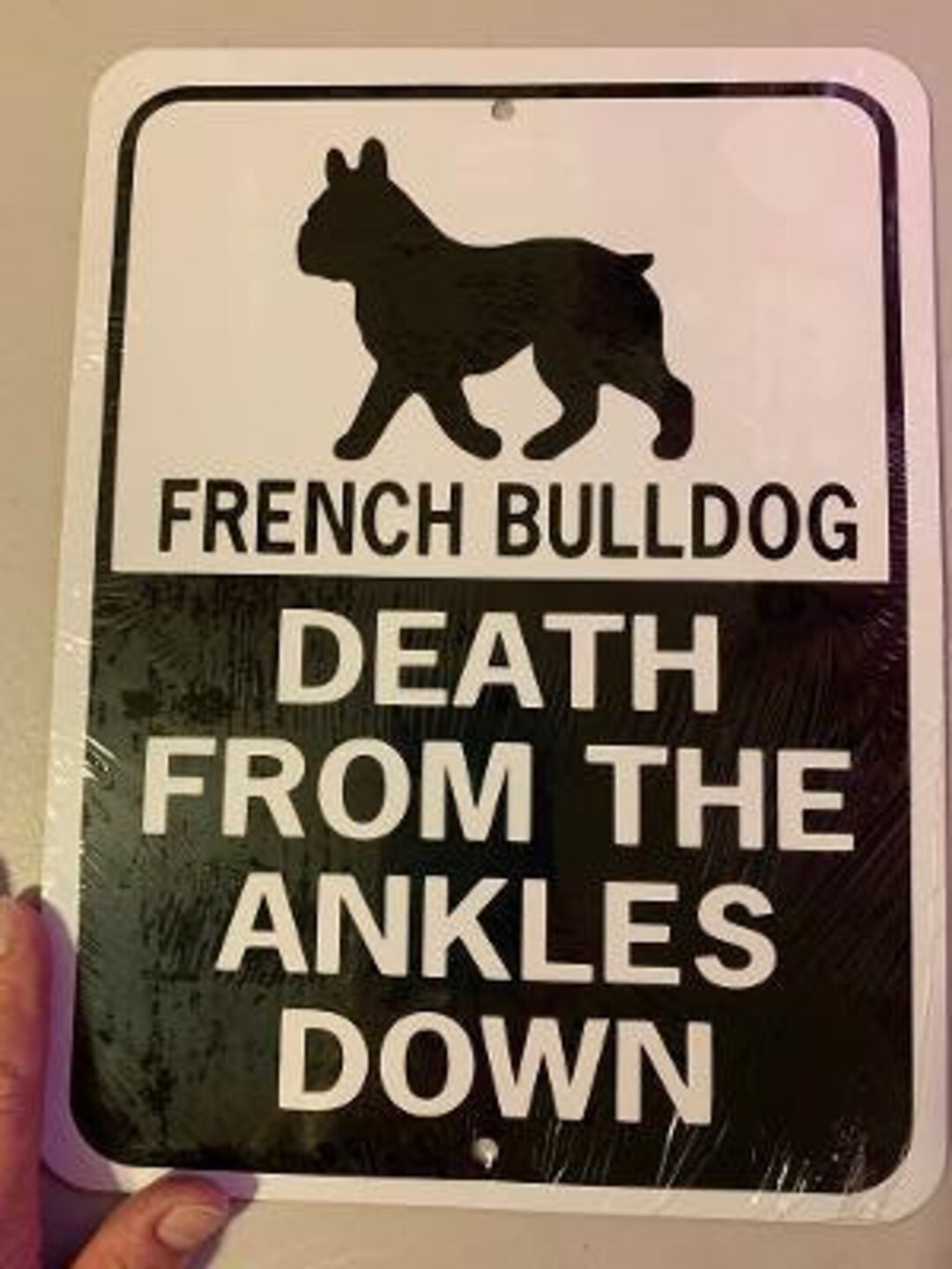 French Bulldog Funny Dog Signs Frenchie 9x12 Inch Aluminum Metal Sign ...