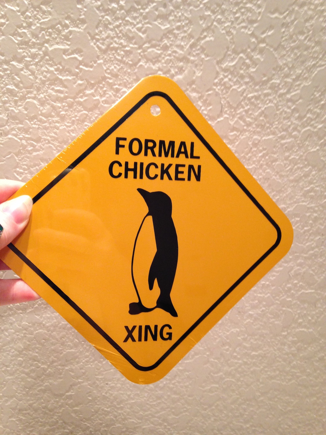 Formal Chicken Xing Funny Sign Penguin Crossing 6x6 Inch Aluminum Metal ...