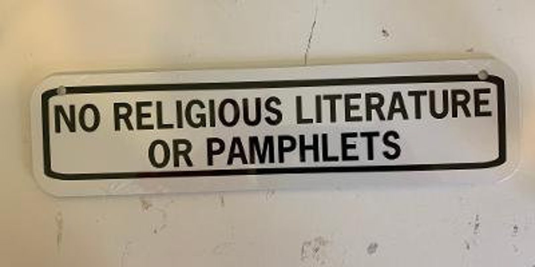 No Religious Literature or Pamphlets Sign 3x12 Inch Aluminum Metal Sign ...