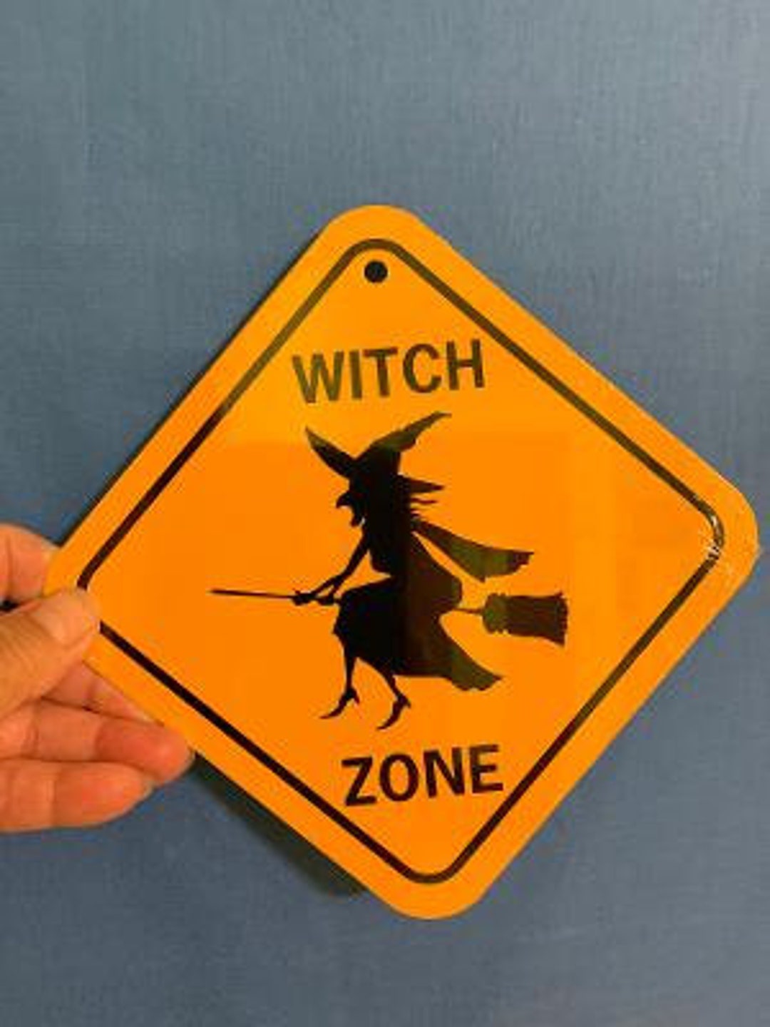Witch Zone Halloween Decor Funny Sign 6x6 Inch Aluminum Metal Room Sign ...