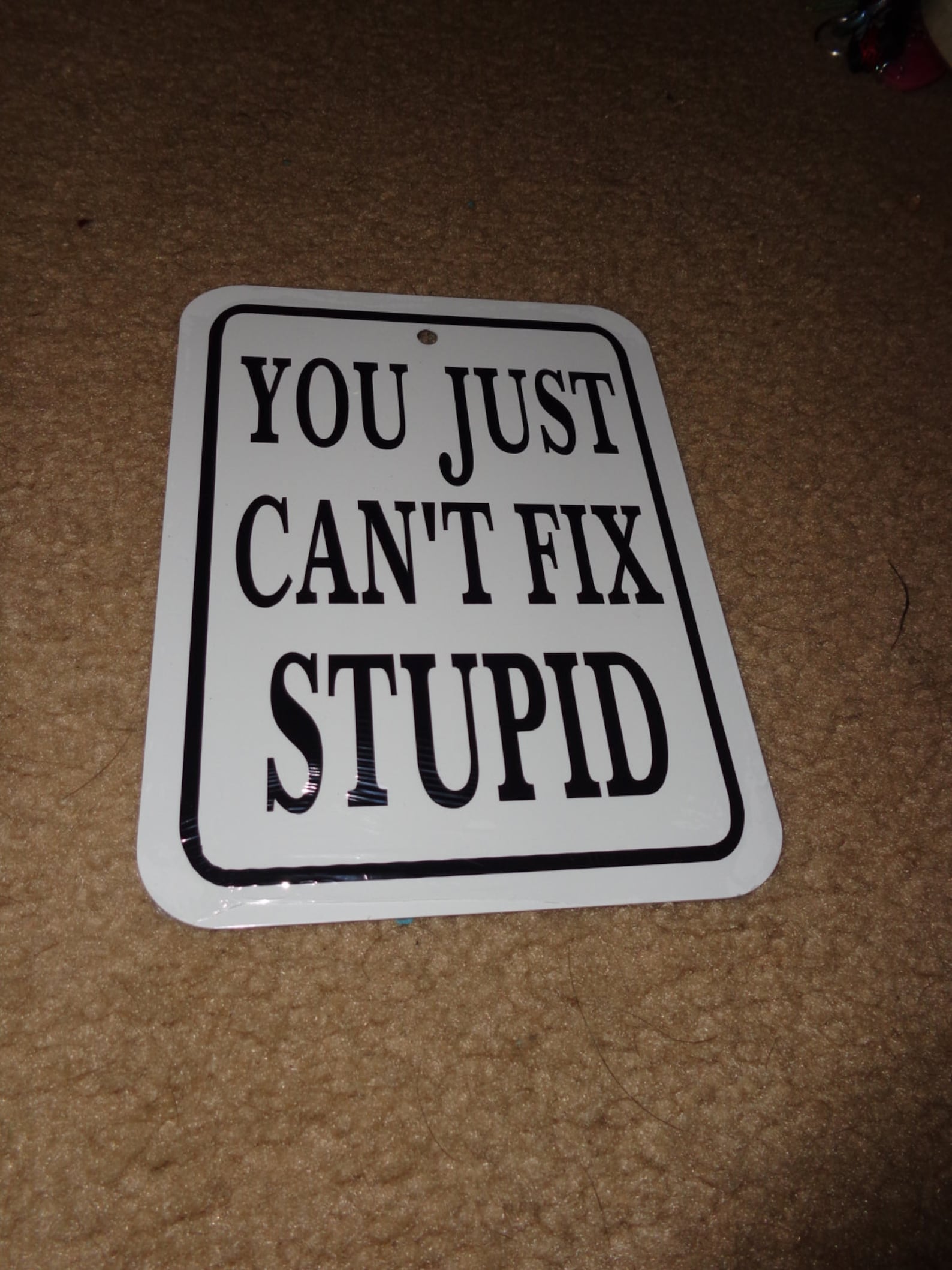 You Just Can't Fix Stupid Funny Sign 6x8 Inch Aluminum Metal Room Sign ...