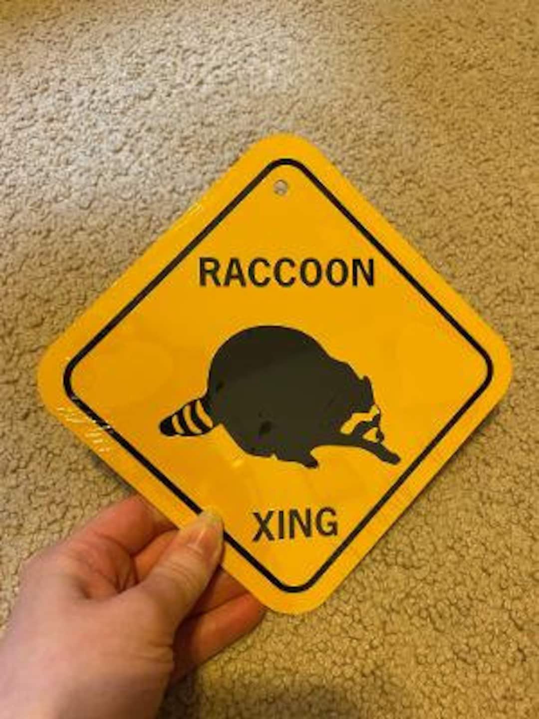 Raccoon Xing Funny Sign Raccoon Crossing 6x6 Inch Aluminum Metal Yard ...