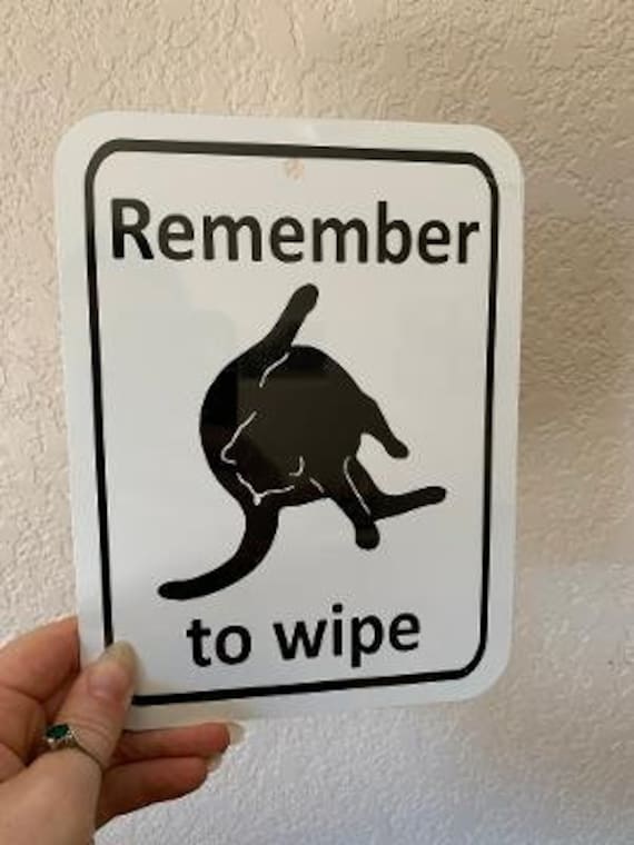 Remember to Wipe Funny Cat Toilet Bathroom Sign 6x8 Inch | Etsy