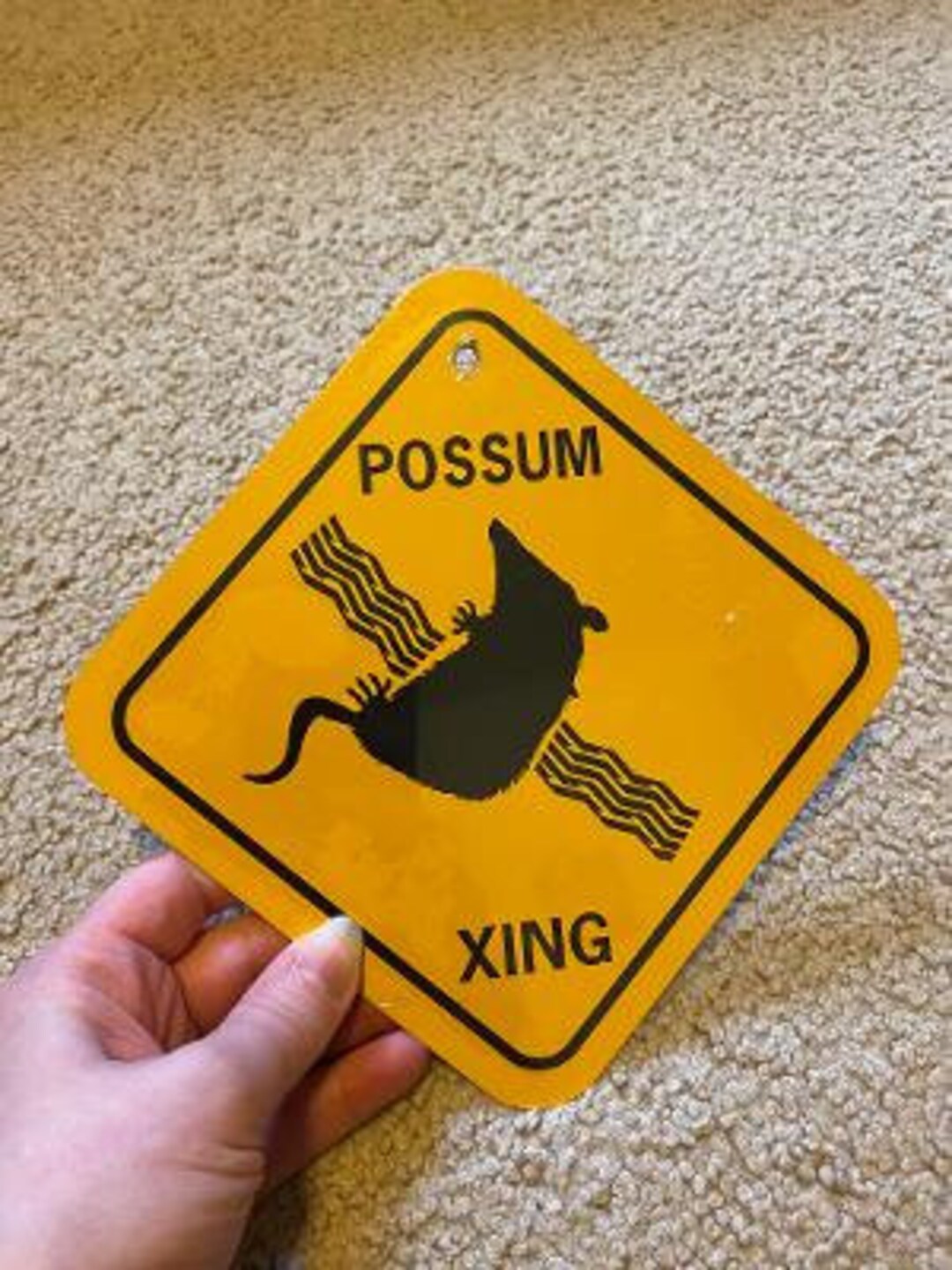 Possum Xing With Tire Tracks Funny Sign Opposum Crossing 6x6 Inch ...