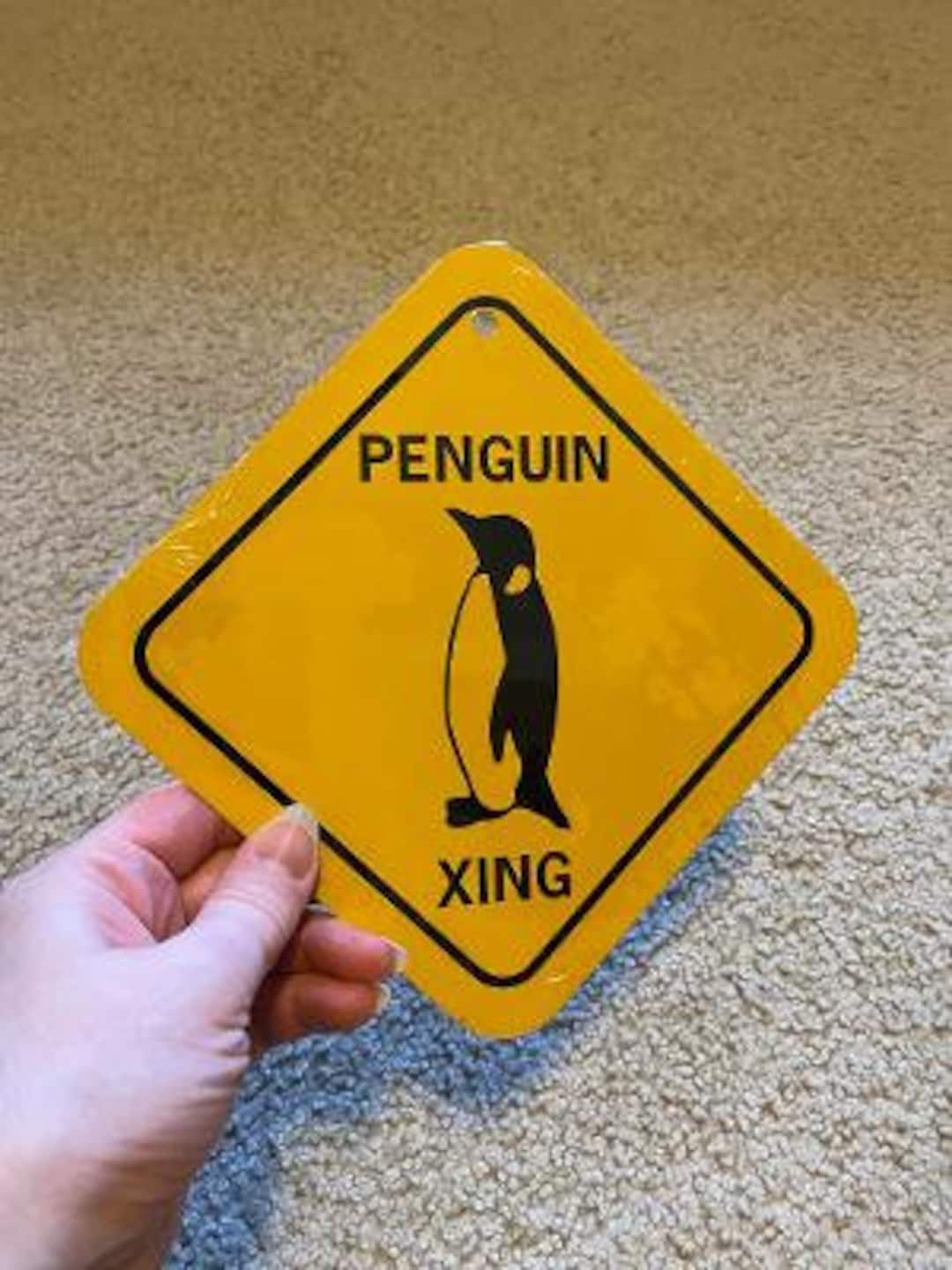 Penguin Xing Funny Sign Penguin Crossing 6x6 Inch Aluminum Metal Yard ...