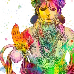 Lord Hanuman Painting, Hanuman Poster, Hindu Art Print, Meditation ...