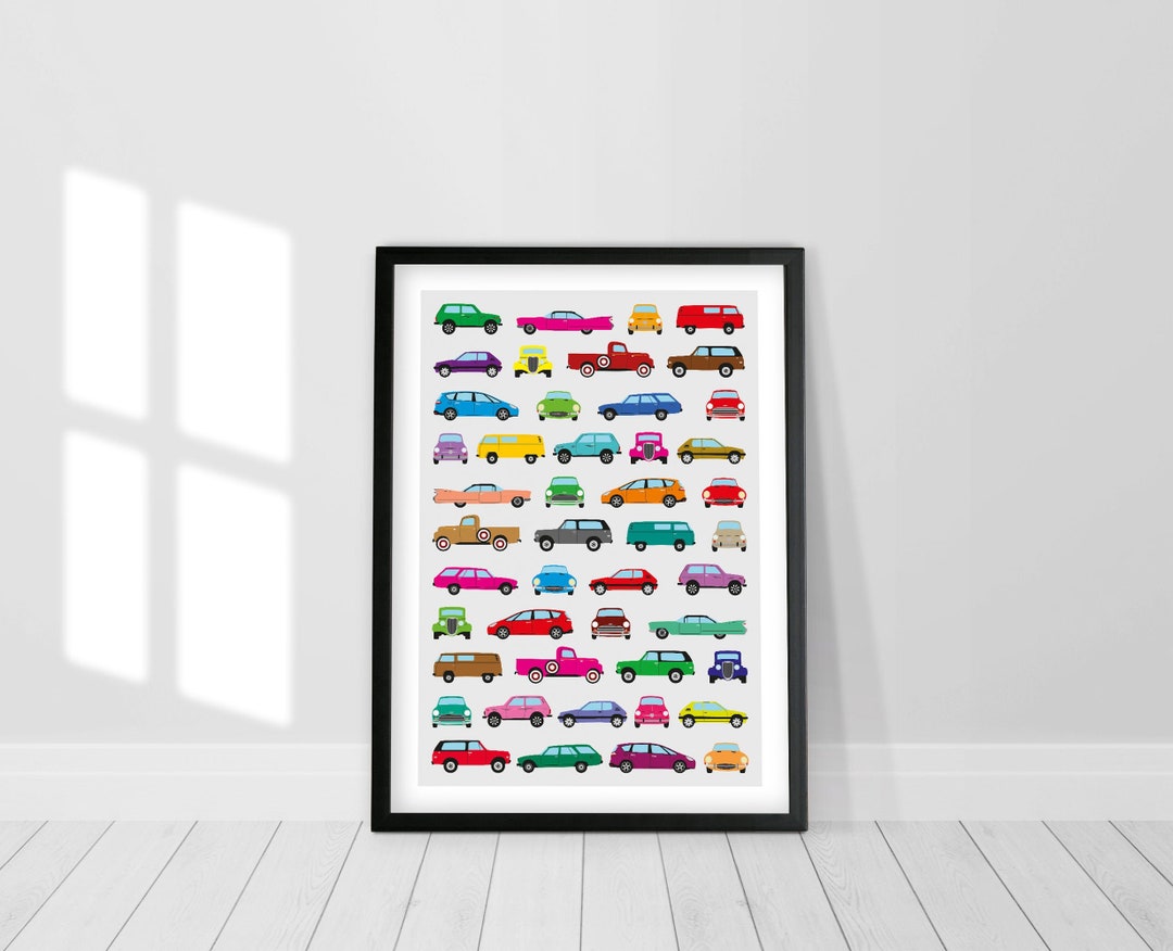 Cars Poster, Car Illustration, Kids Room Art, Car Print, Boys Room Wall ...