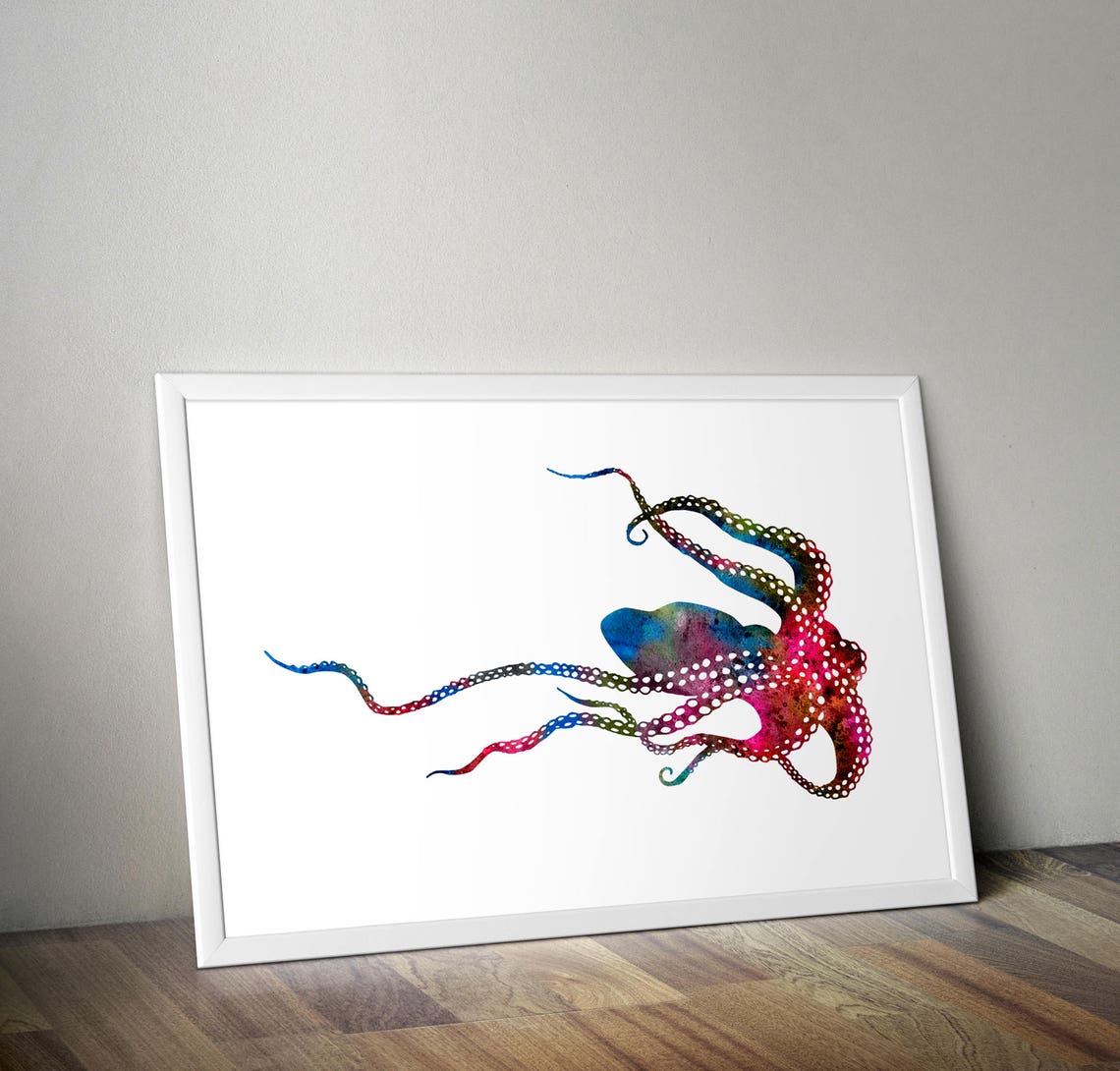 Octopus Watercolor Printable Art Octopus Poster Animal - Etsy