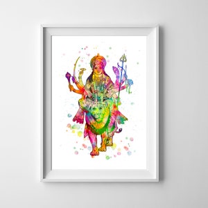 Durga Painting, Maa Durga Print, Hindu Art Print, Goddess Durga ...