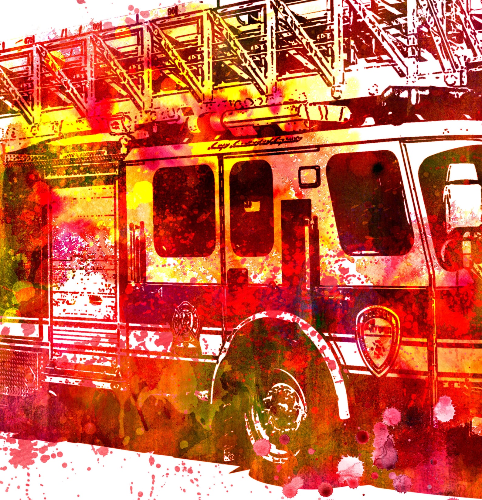 Firetruck Watercolor Print Fire Truck Painting Truck Print - Etsy