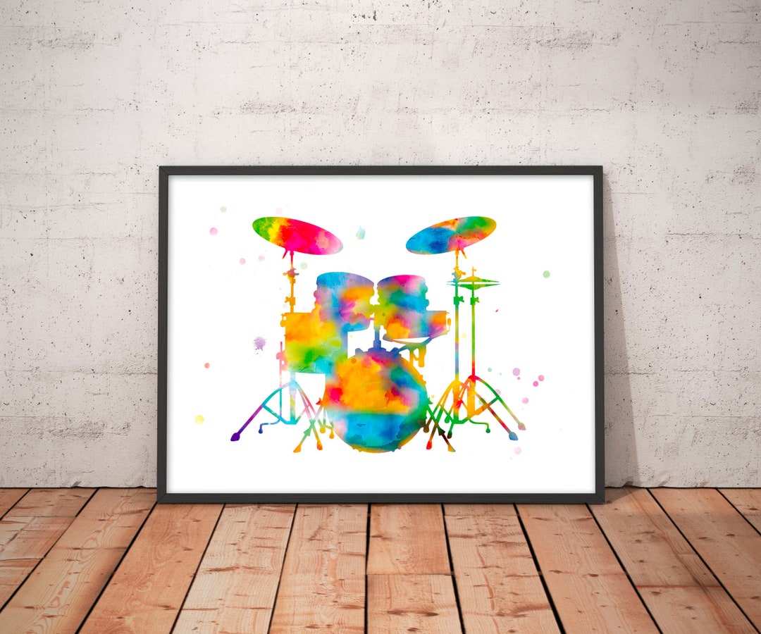 Drums Set, Drum Art, Drum Print, Percussion Poster, Rock and Roll Art ...