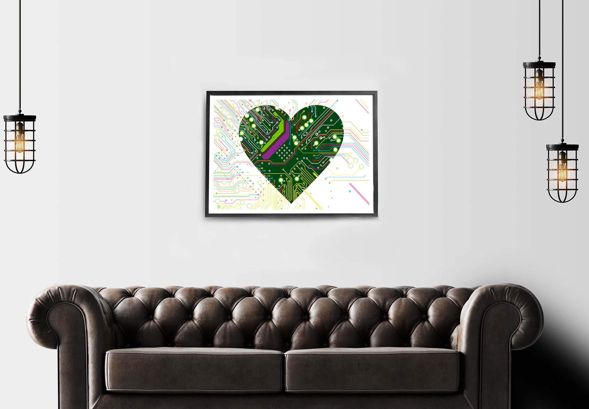 Circuit Board Heart Print Motherboard Art Computer Decor | Etsy