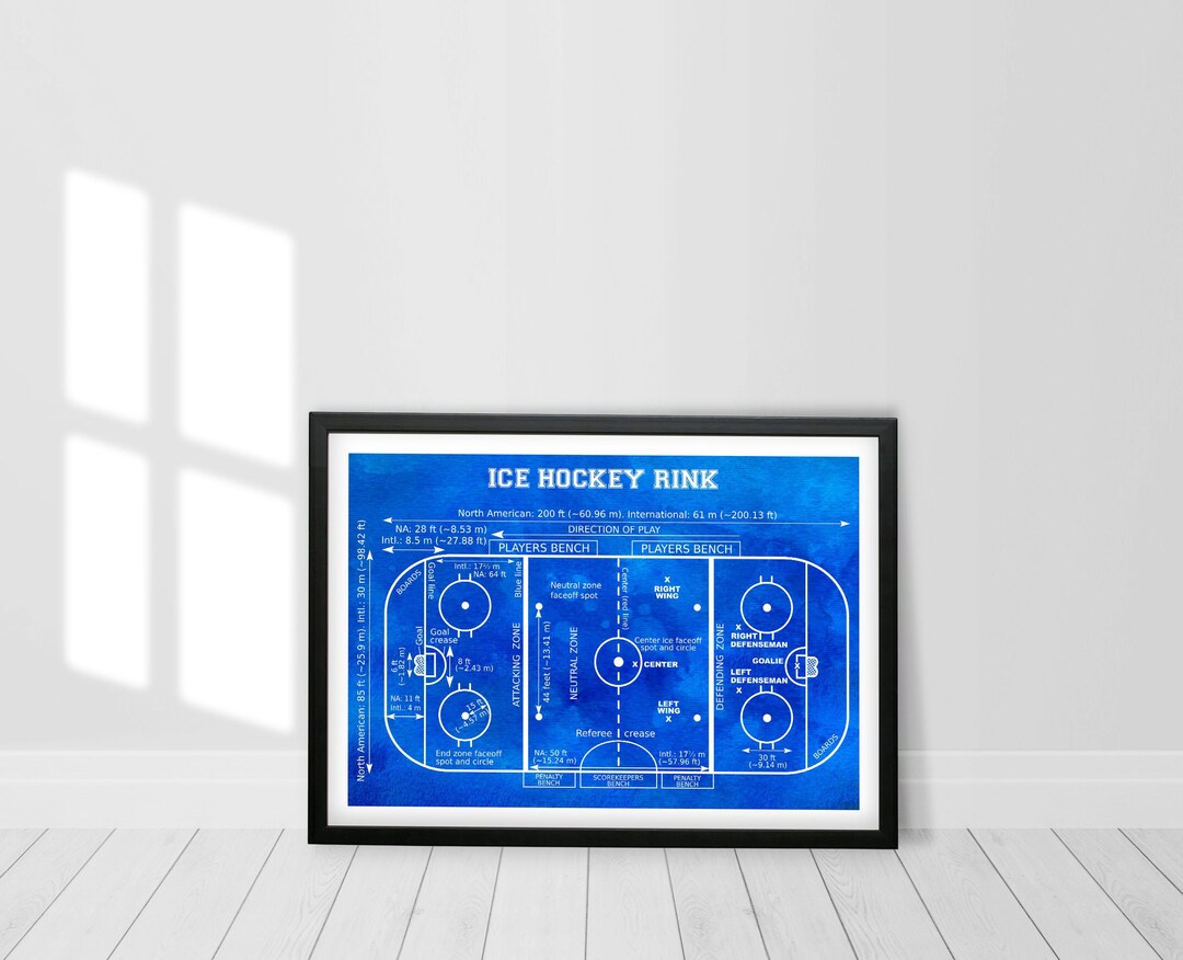 Ice Hockey Gift, Hockey Rink Diagram Print, Hockey Wall Art, Gift for ...