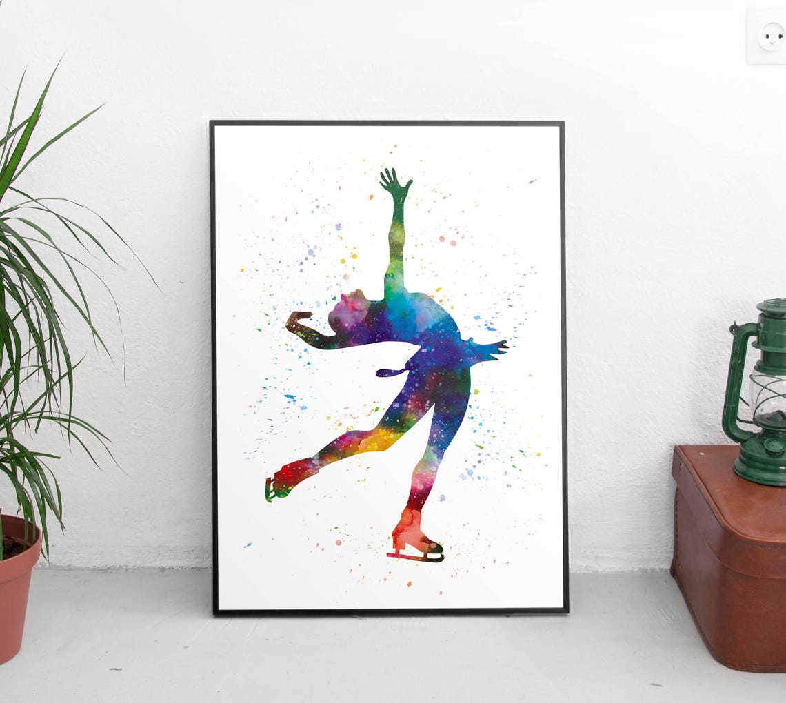 Figure Skating Print Ice Skating Poster Watercolor Art - Etsy