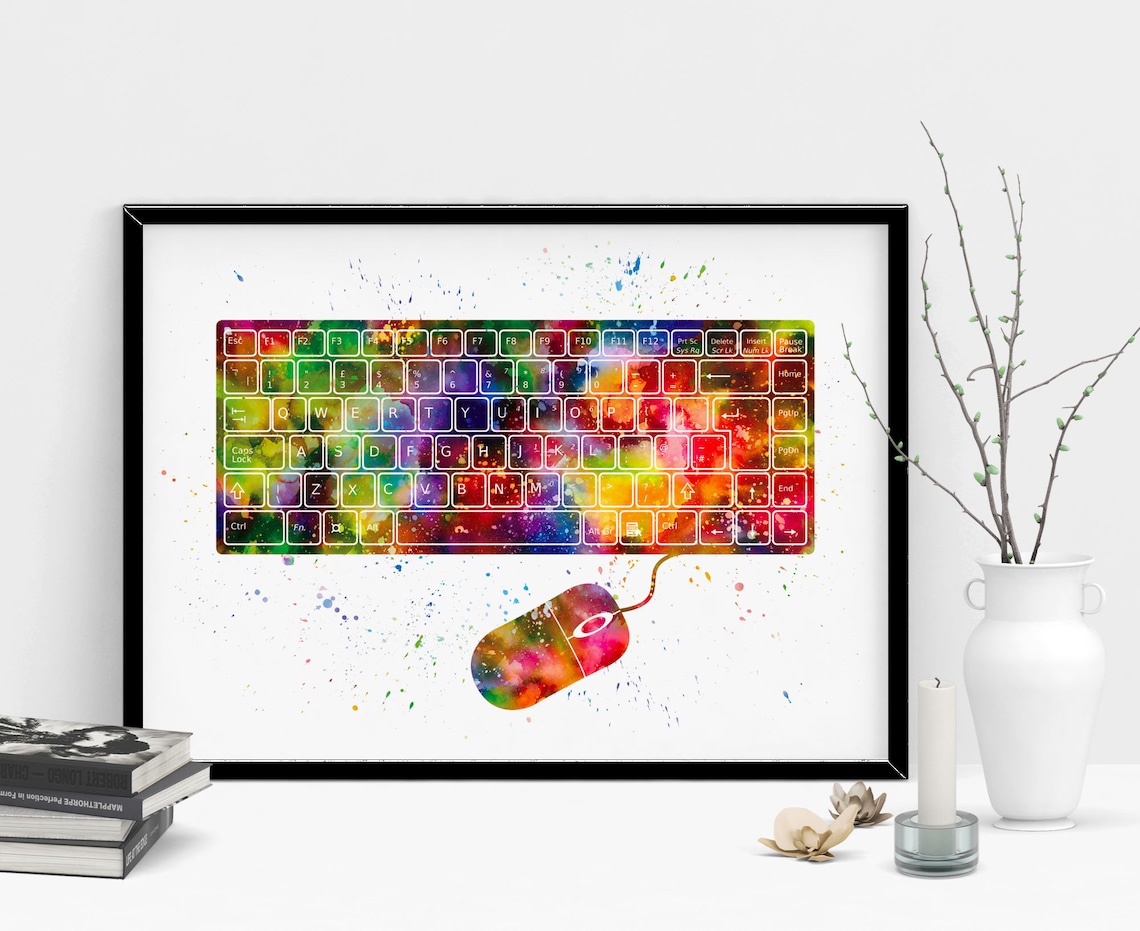 Computer Keyboard Art Print PC Gamer Gift Computer Mouse | Etsy