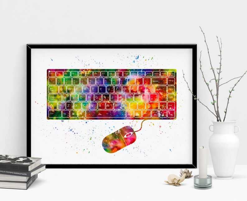 Computer Keyboard Art Print PC Gamer Gift Computer Mouse | Etsy