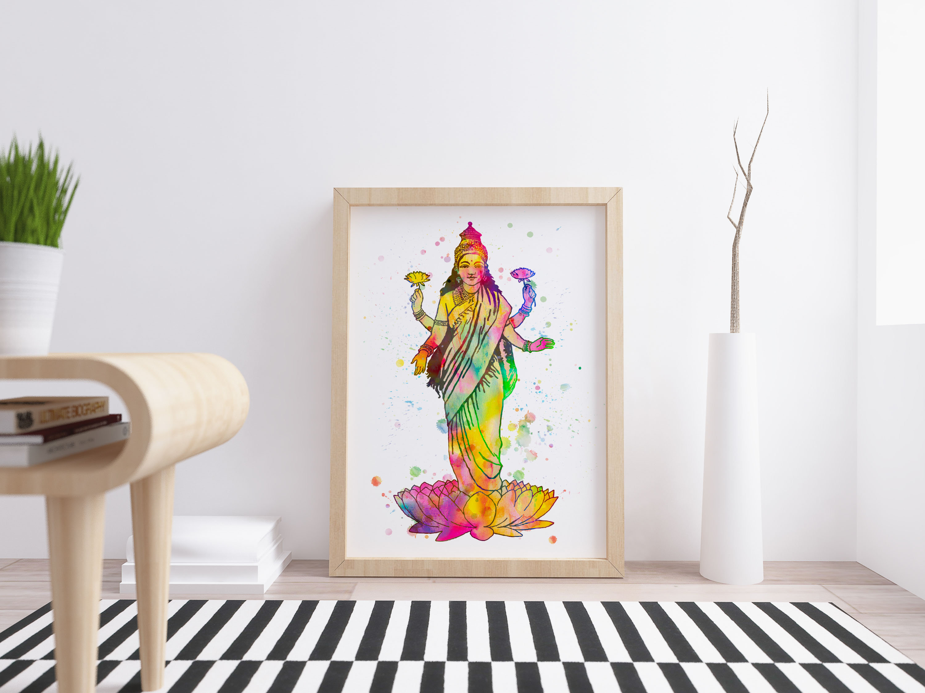 Lakshmi Print Lakshmi Goddess Painting Lakshmi Poster Hindu | Etsy