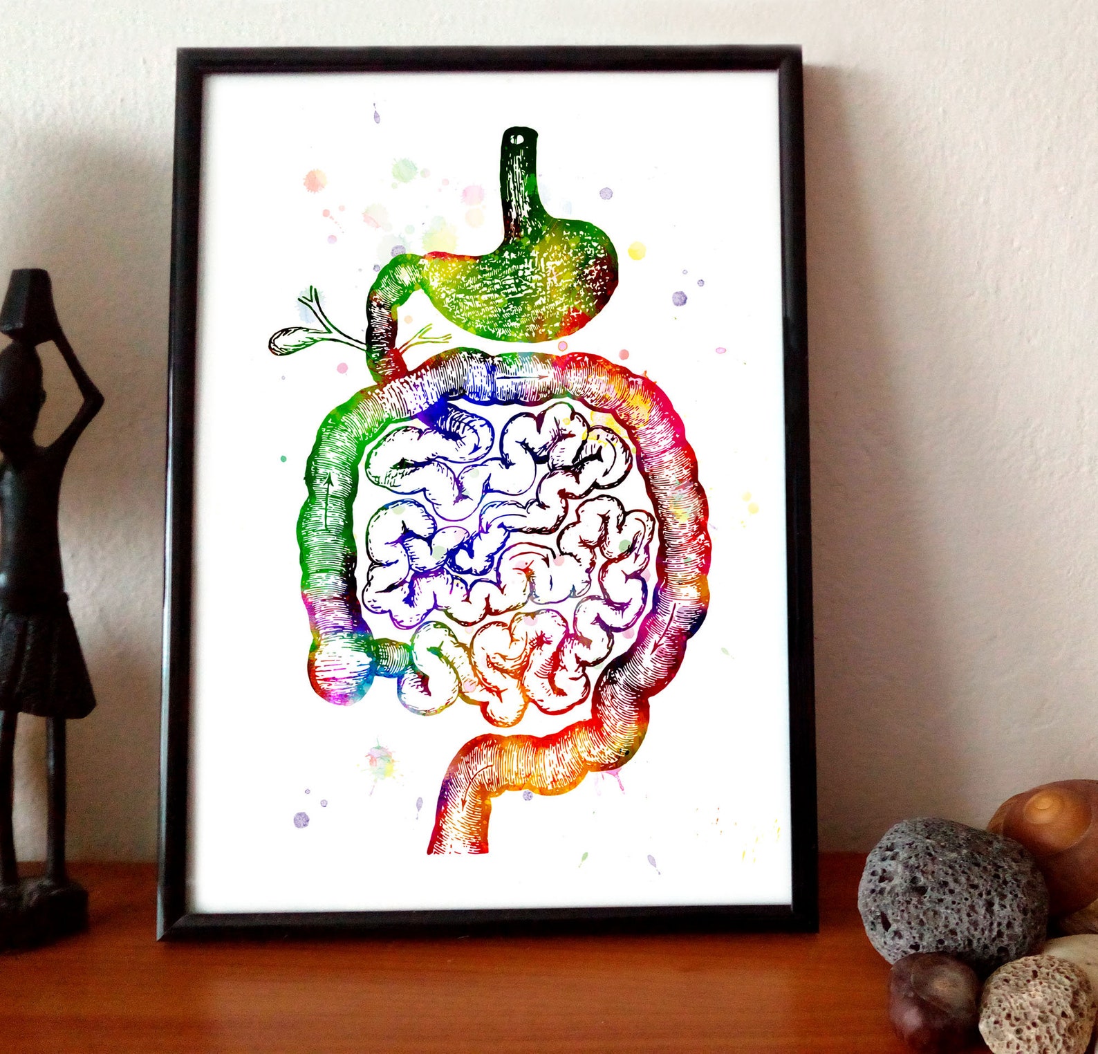 Intestine Watercolor Art Print Human Organs Anatomy Art | Etsy
