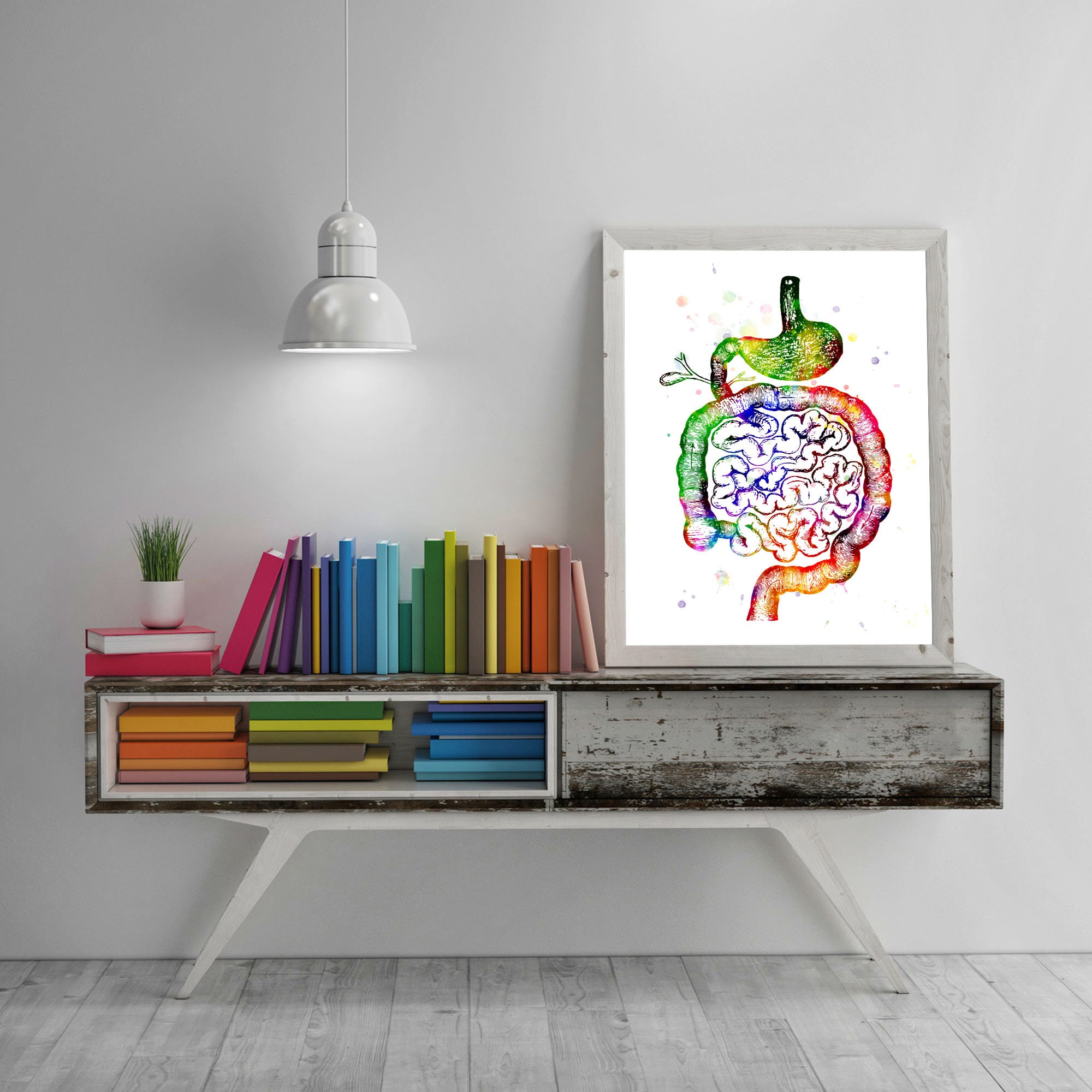 Intestine Watercolor Art Print Human Organs Anatomy Art | Etsy