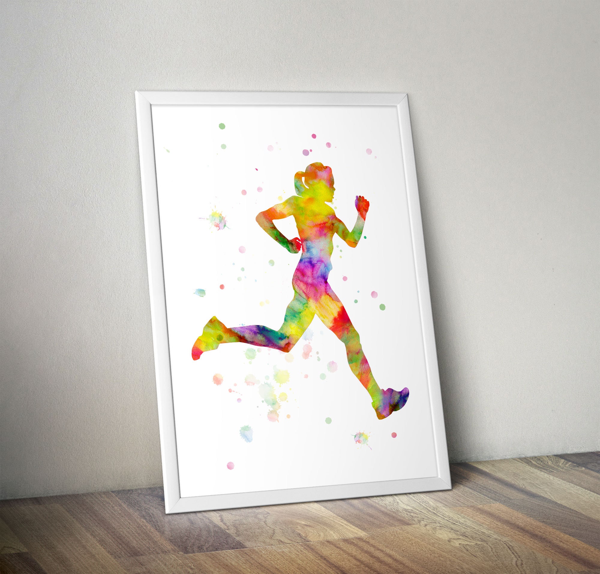 Running Girl Watercolor Print Female runner Gift for runner | Etsy