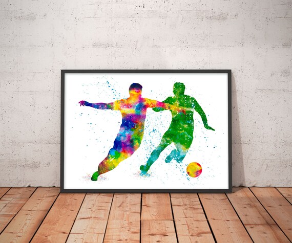 Soccer Players Print Football Players Watercolor Art Sport - Etsy
