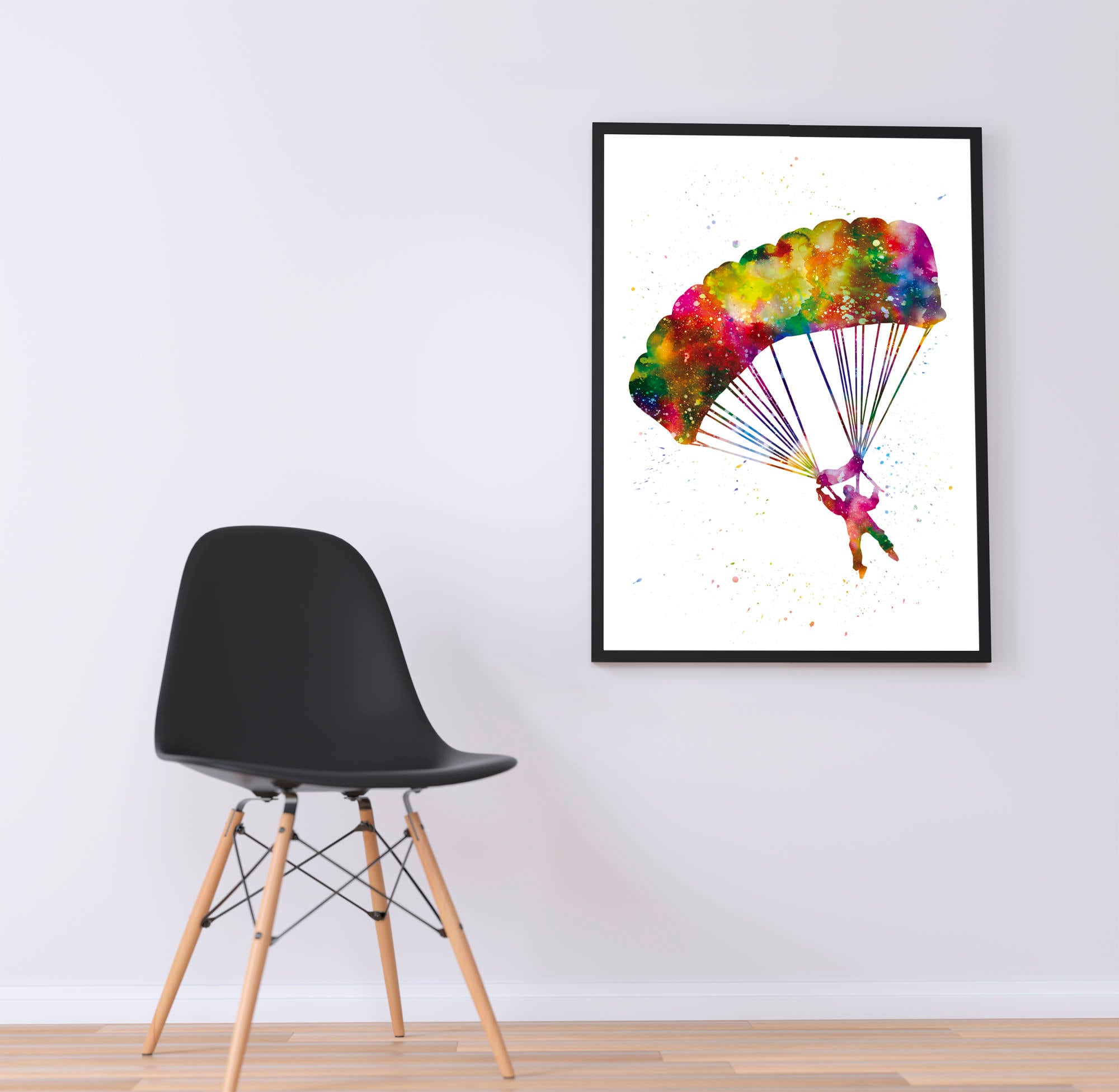 Skydiver Watercolor Print Skydiving Painting Parachuter | Etsy India