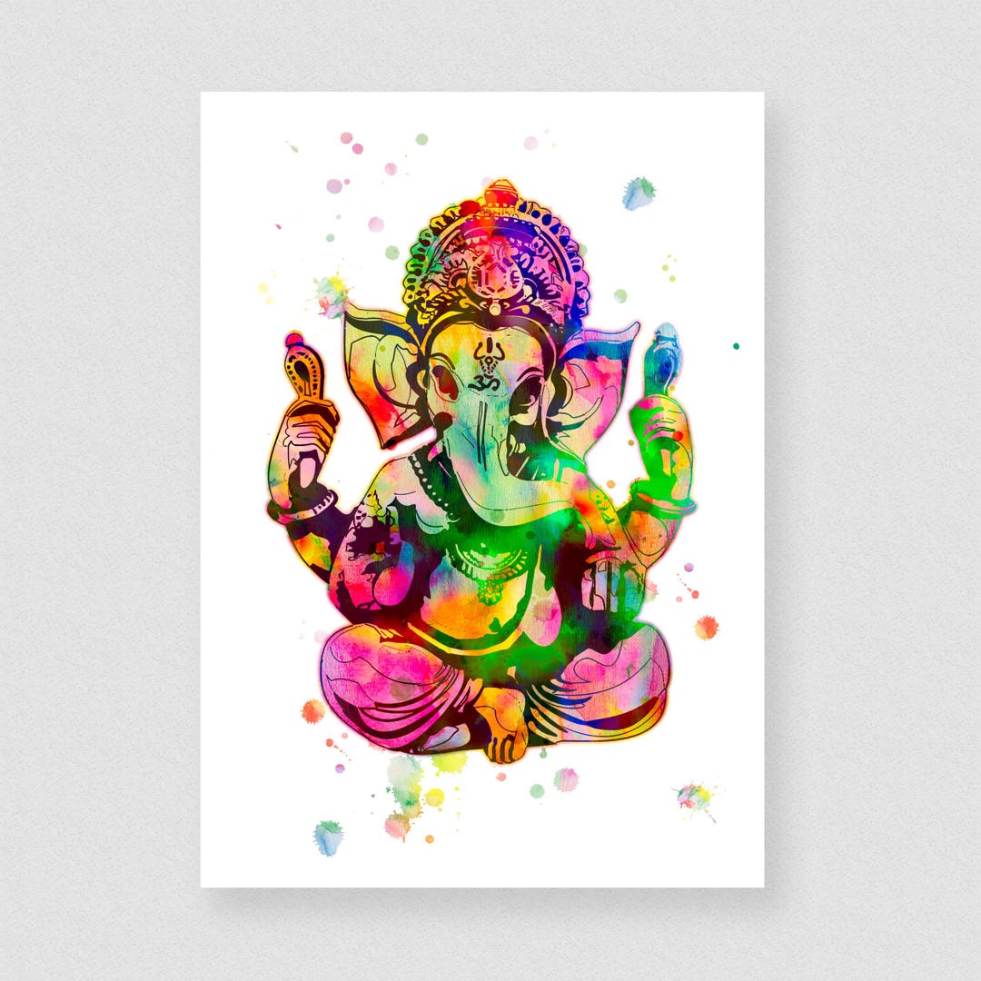 Watercolor Lord Ganesha Print: Hindu God, Yoga Art - Etsy
