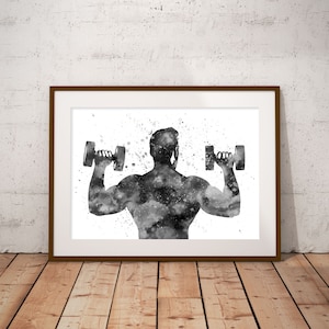 Dumbbell Workout Poster, Gym Poster Art Print, Home Gym Wall Art ...