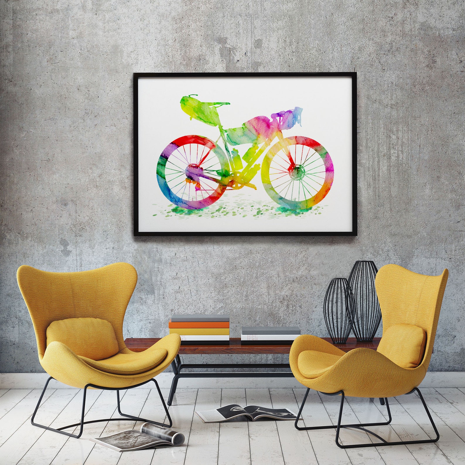 Bicycle Art Print Bikepacking Watercolor Art Bike Touring | Etsy