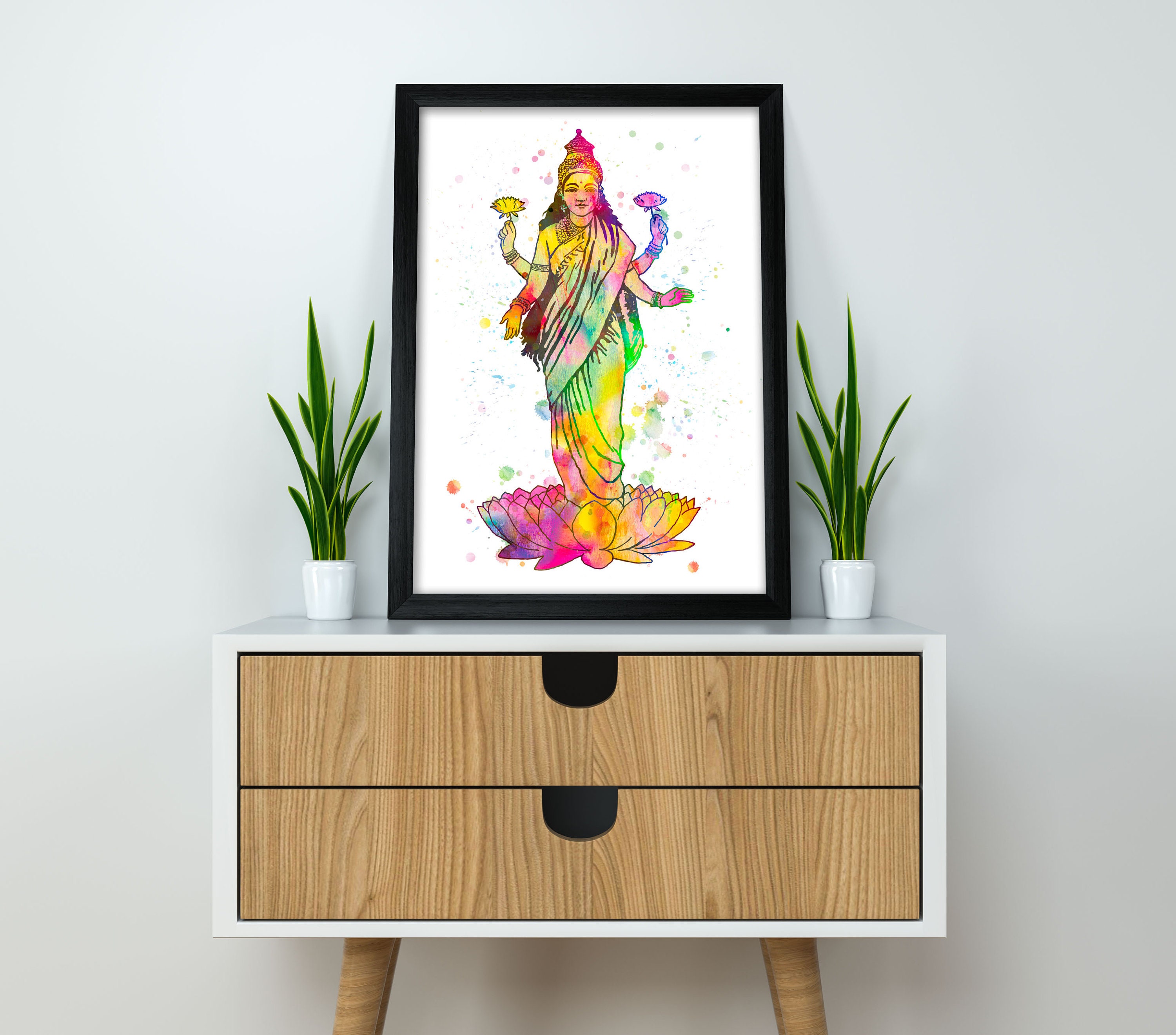 Lakshmi Print Lakshmi Goddess Painting Lakshmi Poster Hindu | Etsy