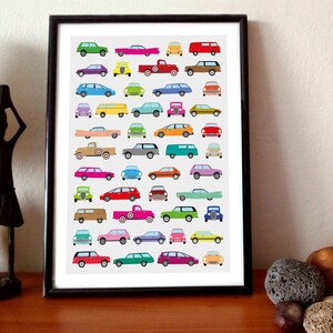 Cars Poster, Car Illustration, Kids Room Art, Car Print, Boys Room Wall ...
