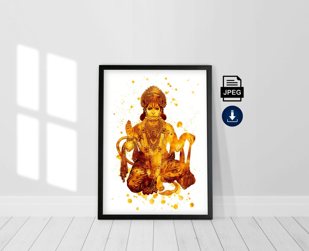 Hanuman Painting, Lord Hanuman Poster, Hindu Art, Printable Art ...