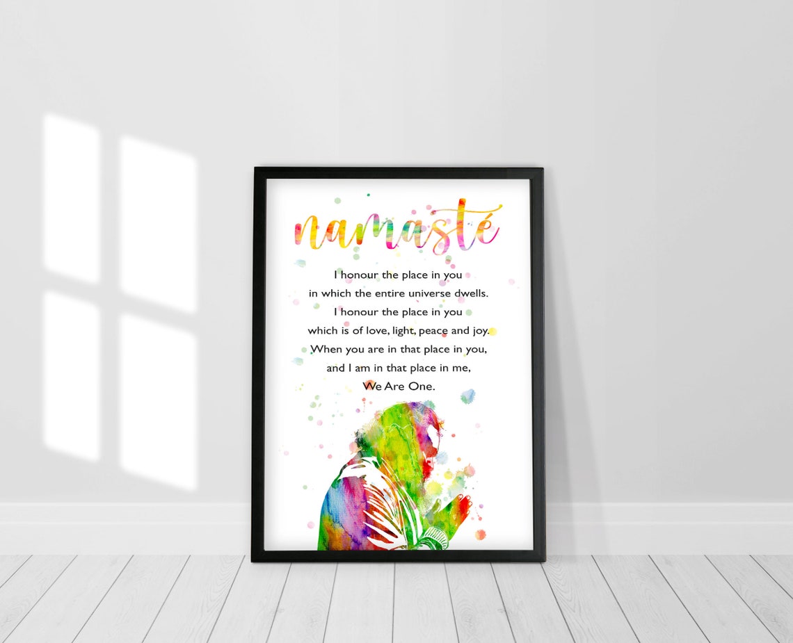 Namaste Wall Art Namaste Definition Print Namaste Sign | Etsy