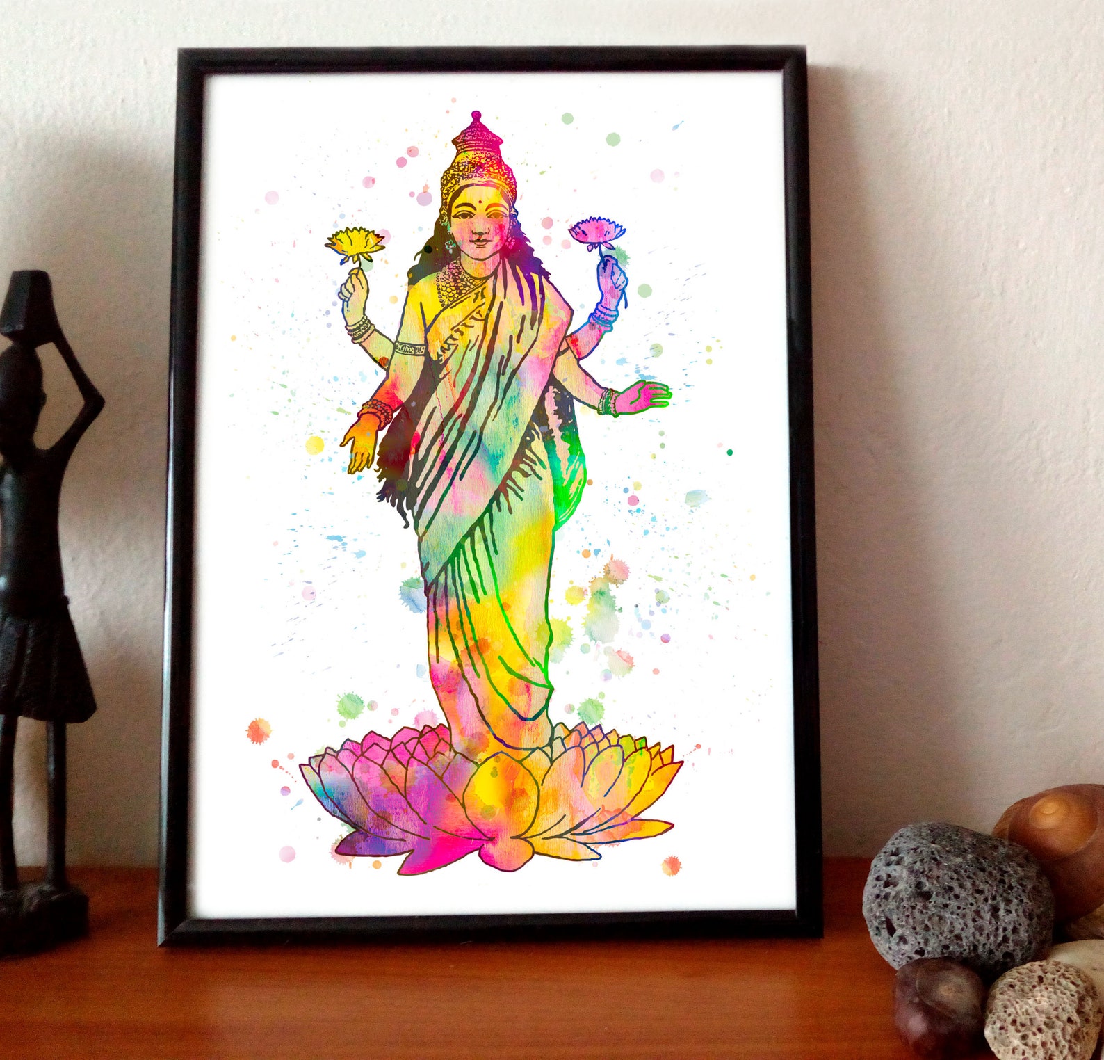 Lakshmi Print Lakshmi Goddess Painting Lakshmi Poster Hindu | Etsy