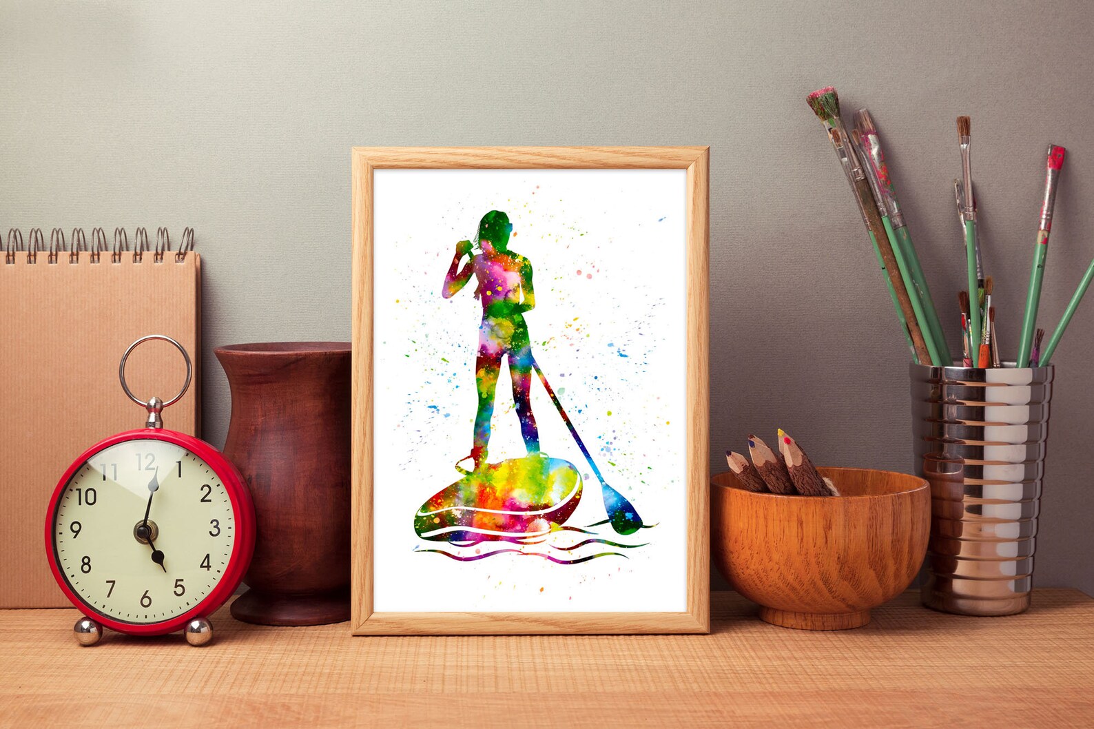 Paddle Board Girl, Stand up Paddle Board, SUP Girl, Surfing Art Print ...