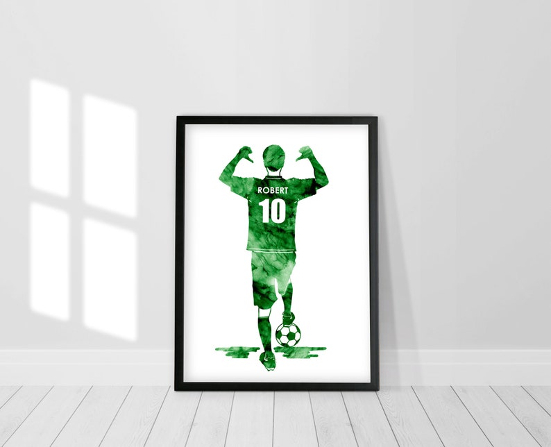 Soccer Player Personelized Watercolor Print, Customized Football Poster ...
