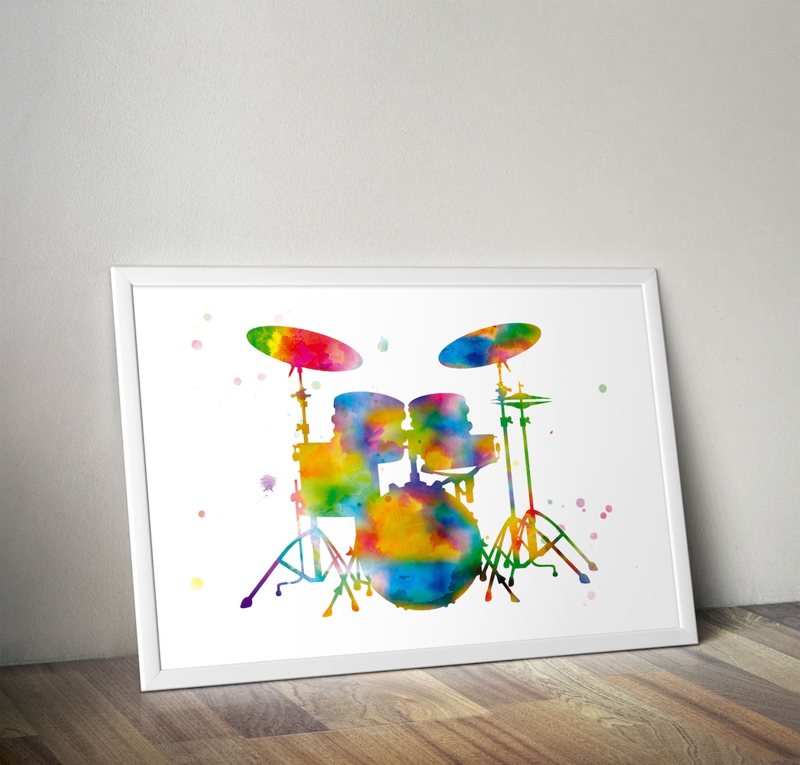 Drums set Drum art Drum Print Percussion poster Rock and | Etsy