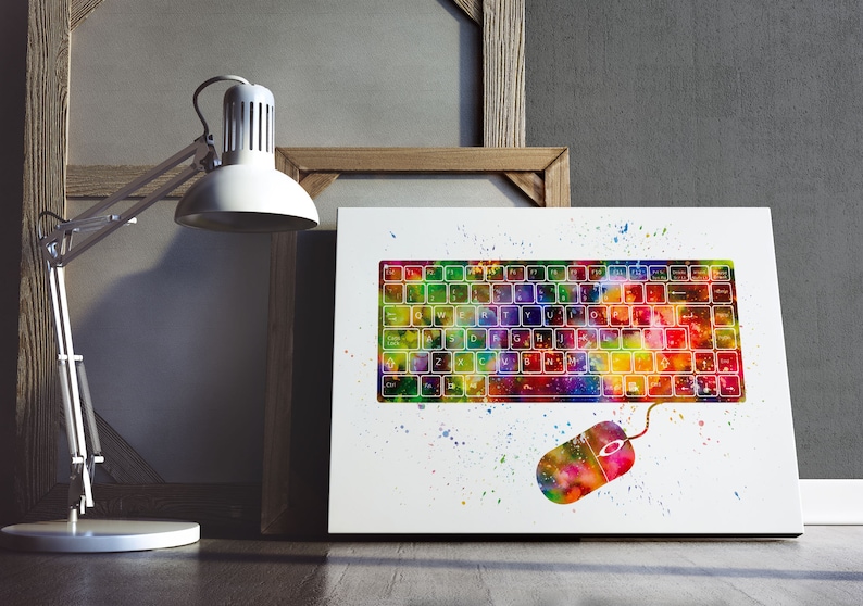 Computer Keyboard Art Print PC Gamer Gift Computer Mouse | Etsy