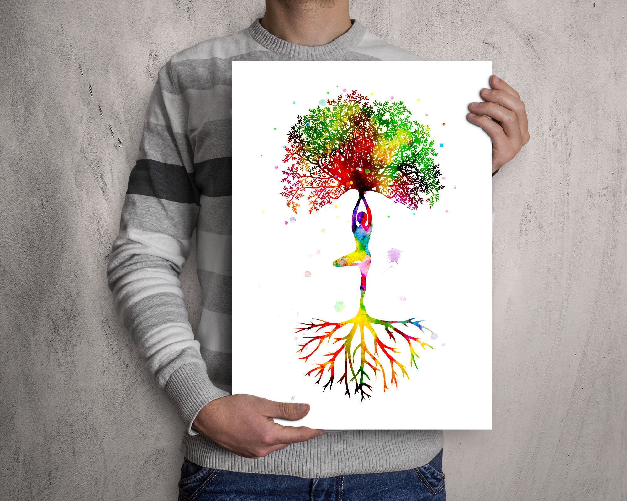 Yoga Tree of Life Watercolor Art Print Yoga Poses Poster - Etsy