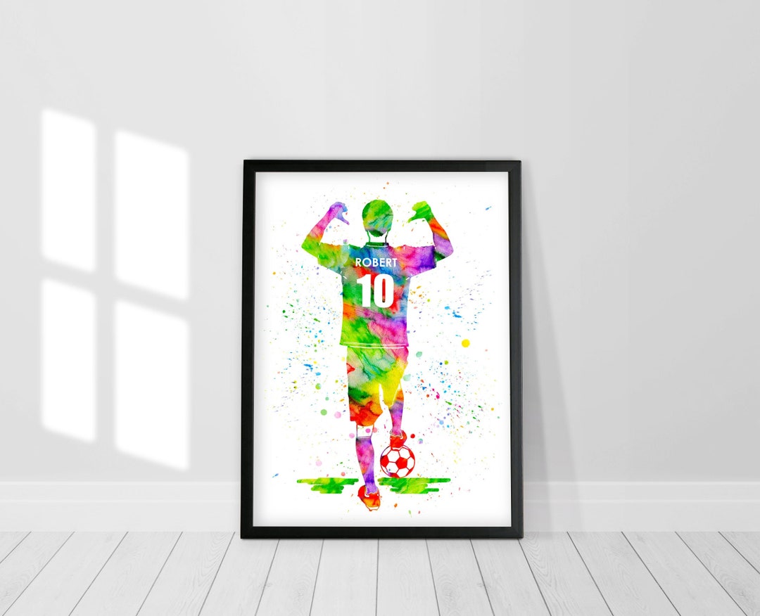 Soccer Player Personelized Watercolor Print, Football Gifts for Boys ...