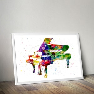 Piano Watercolor Art Print, Music Instrument Poster, Musician Wall Art ...